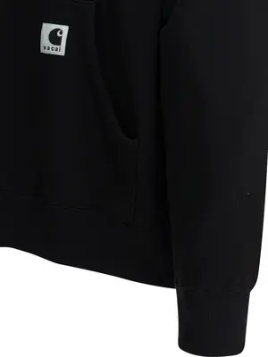 Sacai X Carhartt Wip Logo Patch Drawstring Hoodie - Black