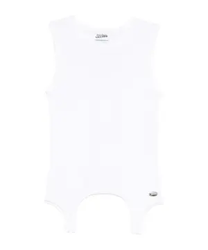 JEAN PAUL GAULTIER Sleeveless Cotton Top With Appliqué Detail - White