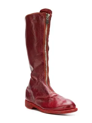 Guidi 410 Front Zipper Boots - Red