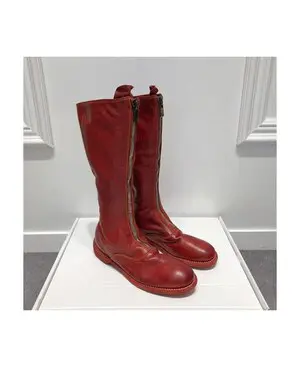 Guidi 410 Front Zipper Boots - Red