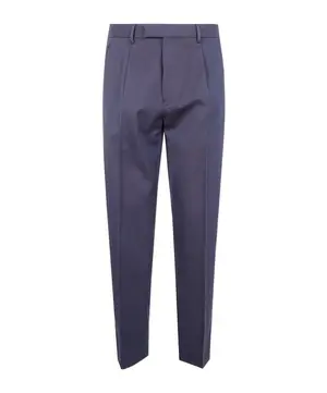 Zegna Pleated Cotton Trousers - Black