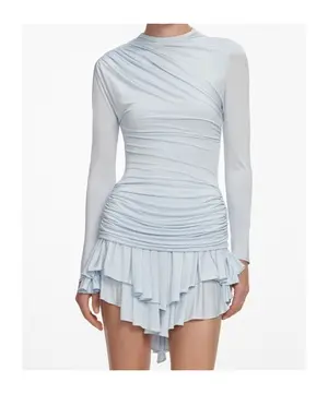 SELF-PORTRAIT Ruffled Asymmetric Mini Dress