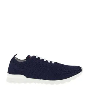 Kiton Lace-up Sneakers With Embroidered Logo - Blue