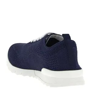 Kiton Lace-up Sneakers With Embroidered Logo - Blue