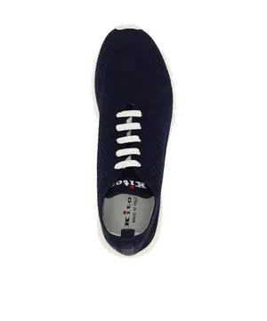 Kiton Lace-up Sneakers With Embroidered Logo - Blue