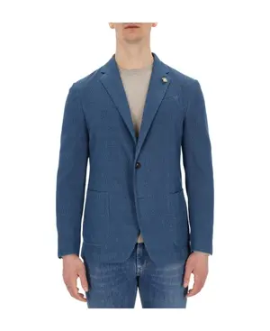 LARDINI Textured Single-breasted Blazer - Blue