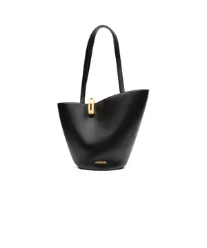 Jacquemus The Medium Bambola Asymmetrical Bucket Bag - Black