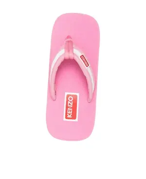 Kenzo Striped Logo Flip Flops - Pink