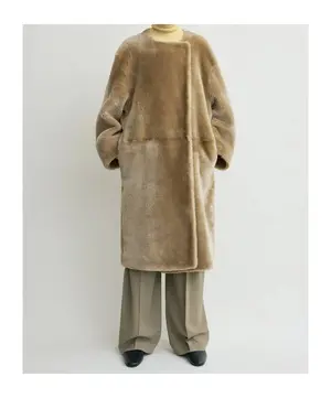 TOTEME Round Neck Collarless Coat - Rye