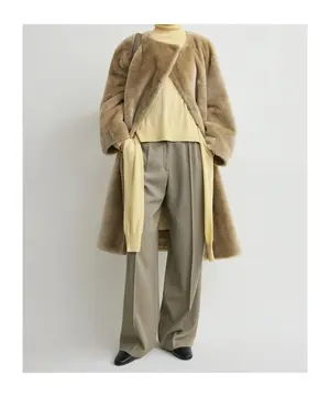 TOTEME Round Neck Collarless Coat - Rye