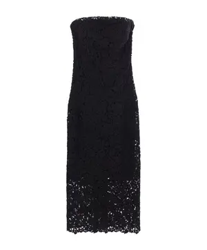 Ermanno Scervino Floral Lace Strapless Midi Dress - Black