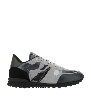 Valentino Garavani Rockstud Rockrunner Camouflage Lace-up Sneakers - Black