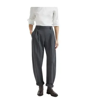 Brunello Cucinelli Virgin Wool Pleated Trousers