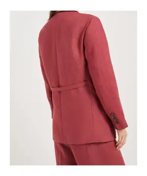 Brunello Cucinelli Single-breasted Gabardine Blazer With Drawstring Belt