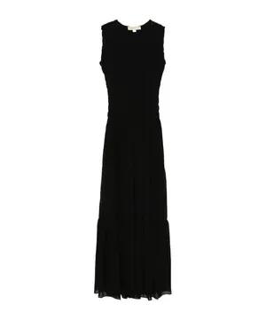 Michael Kors Smocked Georgette Tank Maxi Dress - Black