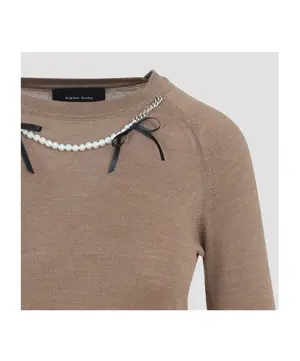 Simone Rocha Embellished Knitted Jumper - Brown