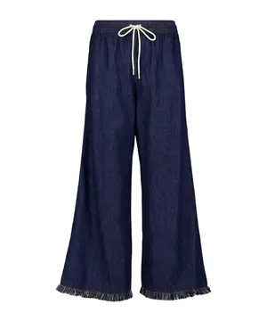 Zimmermann Rhiannon Fringe Wide Leg Denim Pants