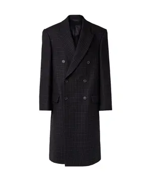 Wardrobe.NYC Double-breasted Checked Overcoat - Black