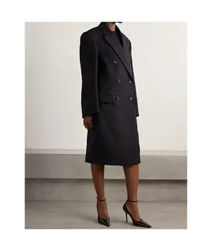 Wardrobe.NYC Double-breasted Checked Overcoat - Black