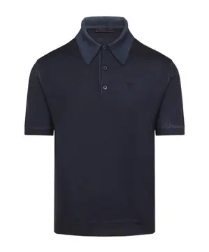 Prada Logo-embroidered Knitted Polo Shirt