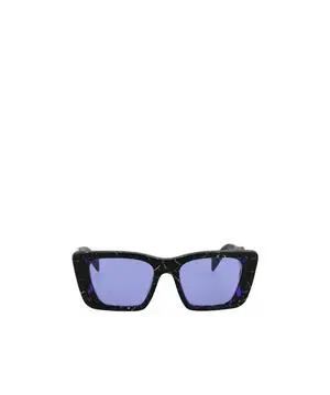 Prada Oversized Rectangular-frame Sunglasses With Logo And Purple Lenses