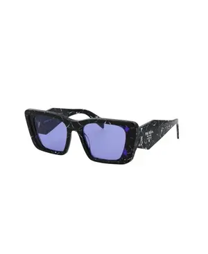 Prada Oversized Rectangular-frame Sunglasses With Logo And Purple Lenses
