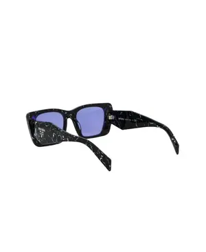 Prada Oversized Rectangular-frame Sunglasses With Logo And Purple Lenses