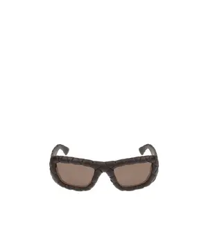 Bottega Veneta Intrecciato Rectangular Sunglasses - Black