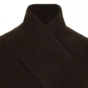GANNI Ribbed Knit Pullover With Cross-over Neckline