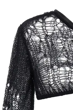 Rick Owens Spider Ziggy Top One Shoulder Cropped Mesh
