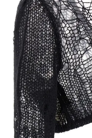 Rick Owens Spider Ziggy Top One Shoulder Cropped Mesh