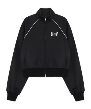 We11Done Embroidered Stand Collar Zip-up Jacket - Black