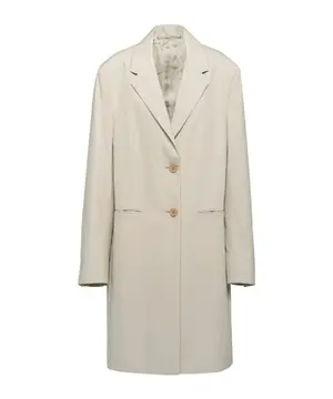 Prada Prada Single-Breasted Cotton Coat With Iconic Logo Detail Limestone