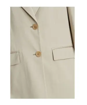 Prada Single-breasted Cotton Coat With Iconic Logo Detail - Limestone