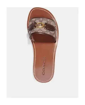 COACH Logo Jacquard Slip-on Slippers With Clasp Detail