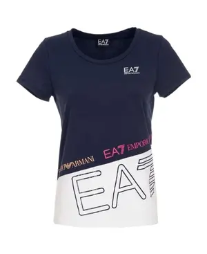 EA7 T-shirt With Round Neck And Short Sleeves - Black