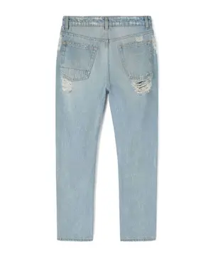 Palm Angels Distressed Straight-leg Jeans With Belt Ring