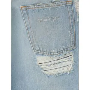 Palm Angels Distressed Straight-leg Jeans With Belt Ring