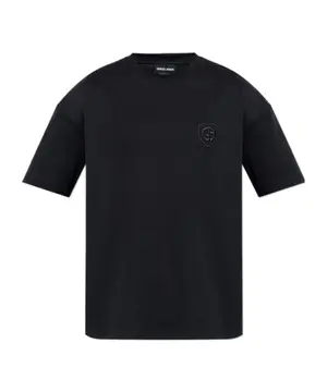 Giorgio Armani Logo Embroidered Crewneck T-shirt - Black