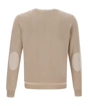 KANGRA Crew Neck Sweater With Elbow Patches - Nude