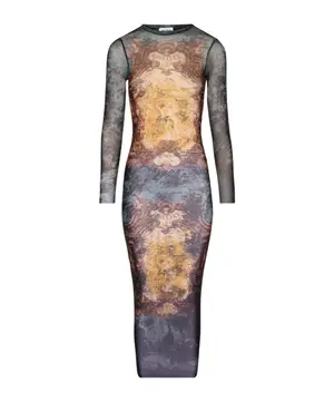 JEAN PAUL GAULTIER Printed Long Sleeve Dress - Gray