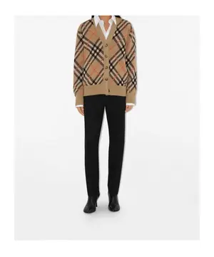 Burberry Checked V-neck Buttoned Cardigan