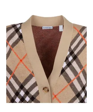 Burberry Checked V-neck Buttoned Cardigan