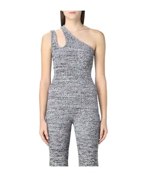 REMAIN BIRGER Cut-out One-shoulder Fine Knit Top