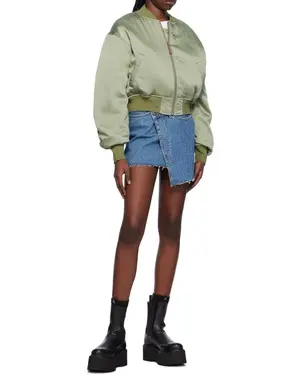Ksubi Asymmetric Denim Miniskirt With Logo Tag