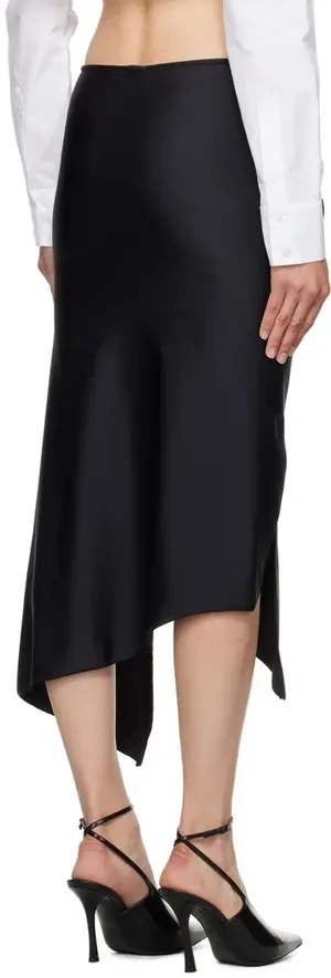 Coperni High-waisted Asymmetric Midi Skirt With Floral Patches - Black