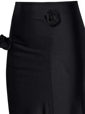 Coperni High-waisted Asymmetric Midi Skirt With Floral Patches - Black