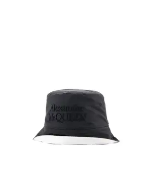 Alexander McQueen Reversible Bucket Hat With Embossed Logo - Black
