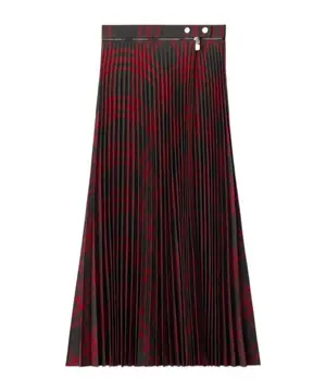 Burberry Checked Pleated Skirt With Zip Detail - Lake Blue