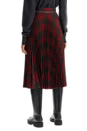 Burberry Checked Pleated Skirt With Zip Detail - Lake Blue